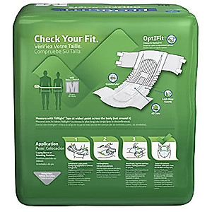 Medline FitRight Ultra Adult Diapers, Disposable Incontinence Briefs with Tabs, Heavy Absorbency, Medium, 32''-42'', 20 Count (Pack of 4)