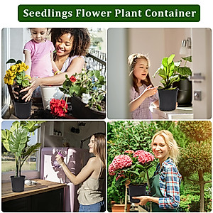 DI QIU REN 50-Pack 1 Gallon Flexible Plant Nursery Pots, Plastic Plant Garden Pots with Drainage Holes, Plastic Flower Plant Seedling Pots with 100Pcs Plant Labels for Plants, Cuttings, Transplanting