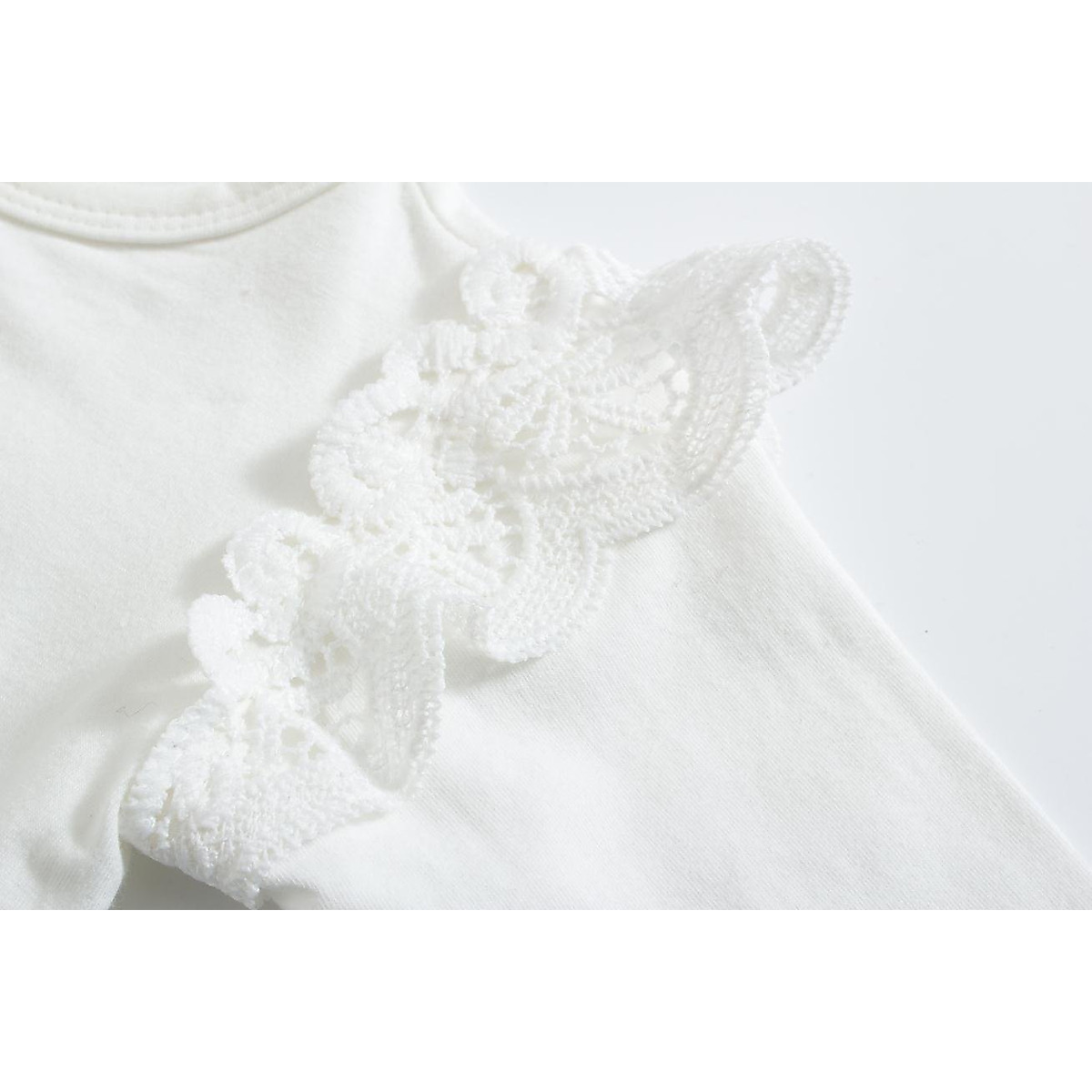 Huata Baby Girls Boys Long Sleeve Bodysuit Baby Romper (White, 12-18 Months)