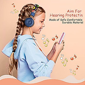 BASEMAN Kids Headphones with Microphone for School Foldable Earphones Kids On Ear Wired Headphones with Volume Control Corded Headset for Boys Girls Children Toddler Travel Computer - Orange