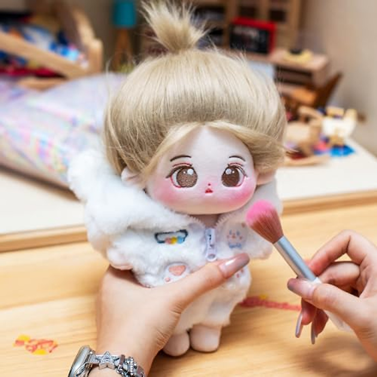 CALEMBOU 20cm Plush Doll, Cute Cotton Doll with Jointed Skeleton, Anime Soft Stuffed Dress Up Doll and Hairdressing Set, Collectible Gift (daibao, Boneless)