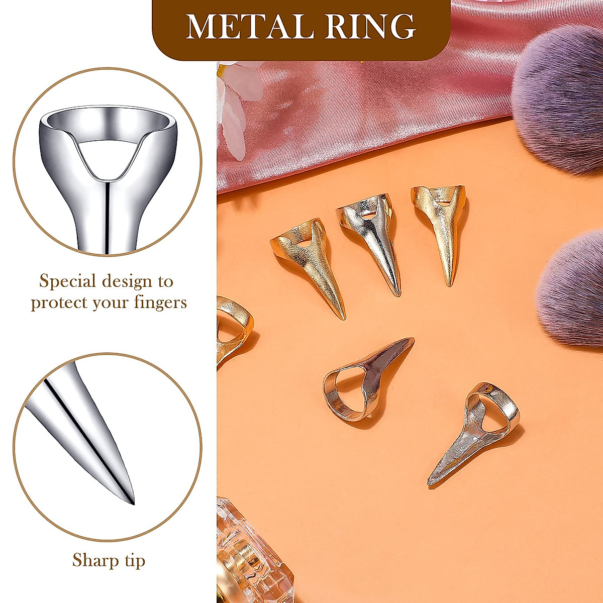 6 Pieces Metal Hair Sectioning Rings - Retro Hair Tools for Women, Halloween Cosplay, Hair Extensions, Salon Use (Silver, Gold)