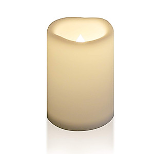 CANDLE CHOICE Waterproof Outdoor Battery Operated Flameless Candle Remote Timer Large Tall White Plastic Realistic Flickering Electric LED Pillar Lantern Garden Wedding Christmas Decorations 4”Dx6”H