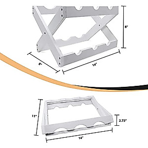 Foldable Bamboo Wine Rack ~ 6 Bottle Wine Holder Stand ~ Countertop Wine Holder for Kitchen, Bar, Cabinets ~ Holds 6 Bottles (White, 1)