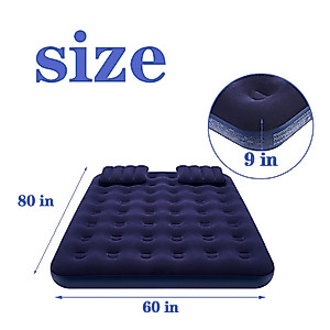 Honeydrill Queen Size Air Mattress for Camping,Inflatable Bed with Pump and Pillows for Room