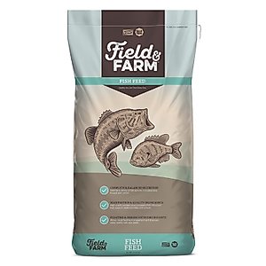 KENT Field and Farm Fish Feed, Pond Stocker 32, High Protein, Ruminant Meat-Free, Bone Meal-Free, Fixed Ingredient Formula, Ideal for Bass, Bluegill and Catfish, 25 Pound Bag