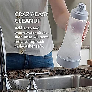 Pancake Batter Dispenser – 2-in-1 Pancake Dispenser Mixer Bottle with Stainless Steel wire whisk Ball – Pancake Maker for Cupcakes, Crepes, Pancake Mix, Muffins for Griddle by Ucraft Kitchen