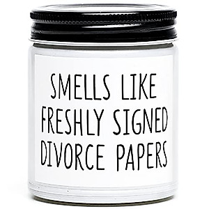Funny Divorce Gifts for Women, Freshly Signed Divorce Papers Scented Candle, Unique Divorce, Break Up Gifts for Best Friends, Sister, BFF, Coworkers, Her