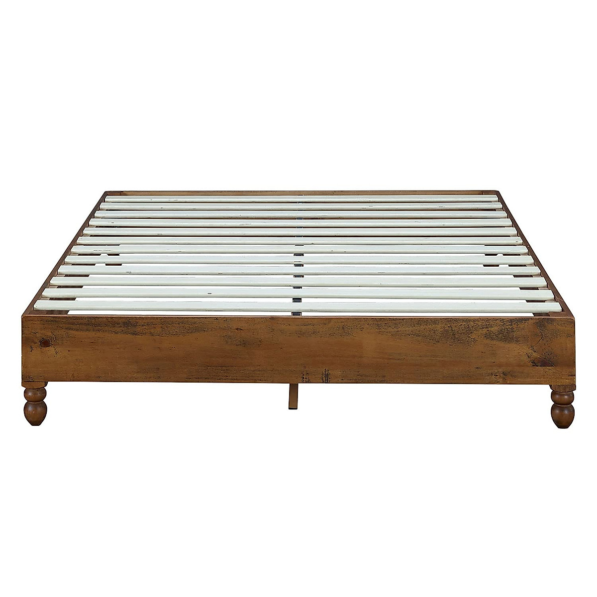 MUSEHOMEINC 12 Inch Solid Wood Bed Frame Rustic Style Eliminates The Need for a Boxspring, Natural Finish, Queen