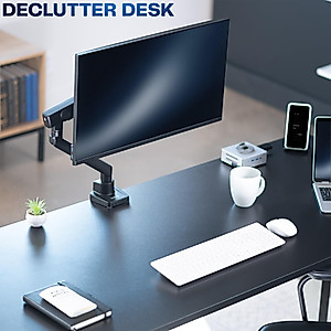 VIVO Premium Aluminum Full Motion Single Monitor Desk Mount Stand with Lift Engine Arm, Fits Screens up to 32 inches, STAND-V101BB