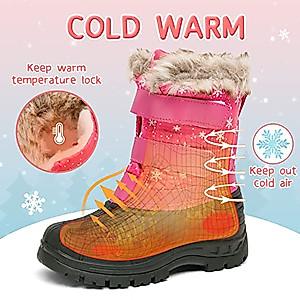 Kids Snow Boots Boys Girls Mid Calf Winter Boots Anti-Slip Outdoor Warm Boots With Fur Lined（/Little Kid/Big Kid）