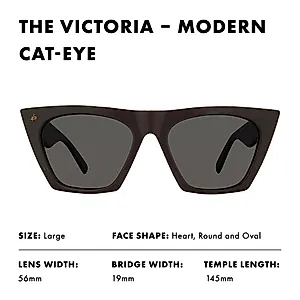 Prive Revaux The Victoria Modern Cat Eye Sunglasses – Handcrafted, Polarized, 100% UV Protection– For Women – Caviar Black