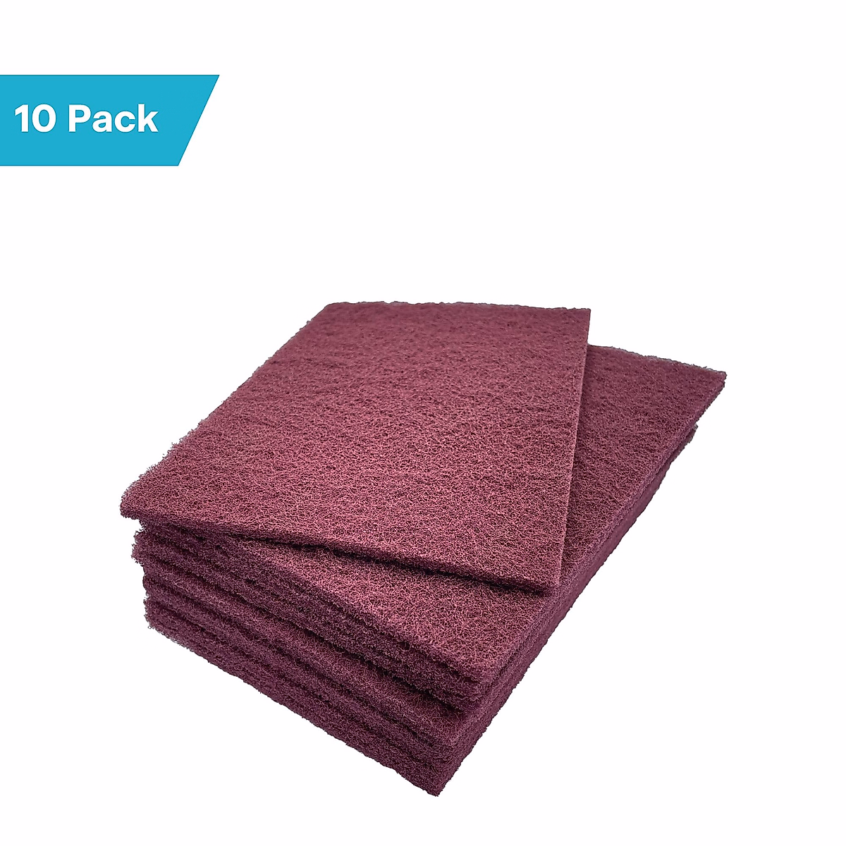 VSM 10-Pack: 6" x 9", Maroon - Very FIne, Non-Woven Hand Pad, Aluminum Oxide Grains, Rust and Oxidation Resistant, Multipurpose Abrasive Scrub Pad for Finishing and Cleaning