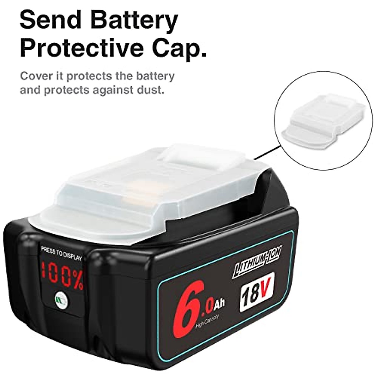DKSIDKN 2Pack 18V 6.0Ah BL1860 Lithium-Ion Replacement Battery Compatible with Makita BL1830B BL1860B BL1840B BL1815 LXT-400 18Volt Cordless Tools with LED Indicator
