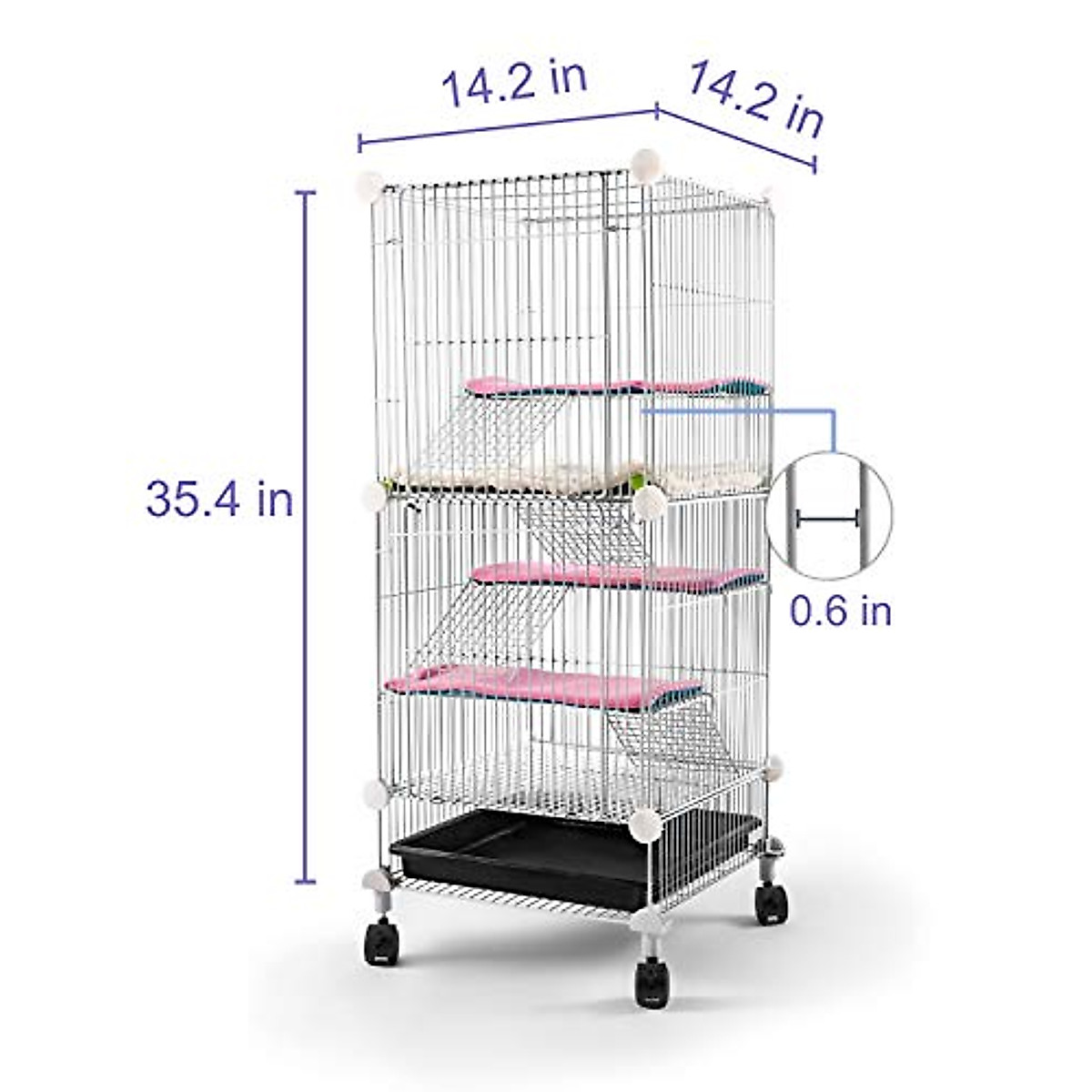 Pet Hutch Cages for Hamster, Rat or Other Small Animals Indoor, Expandable and Stackable, 14x14x28 in
