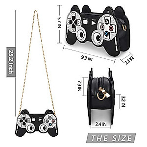 USTYLE Gamepad Shaped Crossbody Bag, Fashionable Novel Unique Girl Women Shoulder Bag with Chain Strap (black)