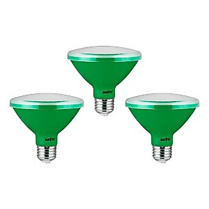 Sunlite 40240 LED PAR30 Short Neck Colored Recessed Light Bulb, 8 Watt (75W Equivalent), Medium (E26) Base, Floodlight, ETL Listed, Green, 3 Count