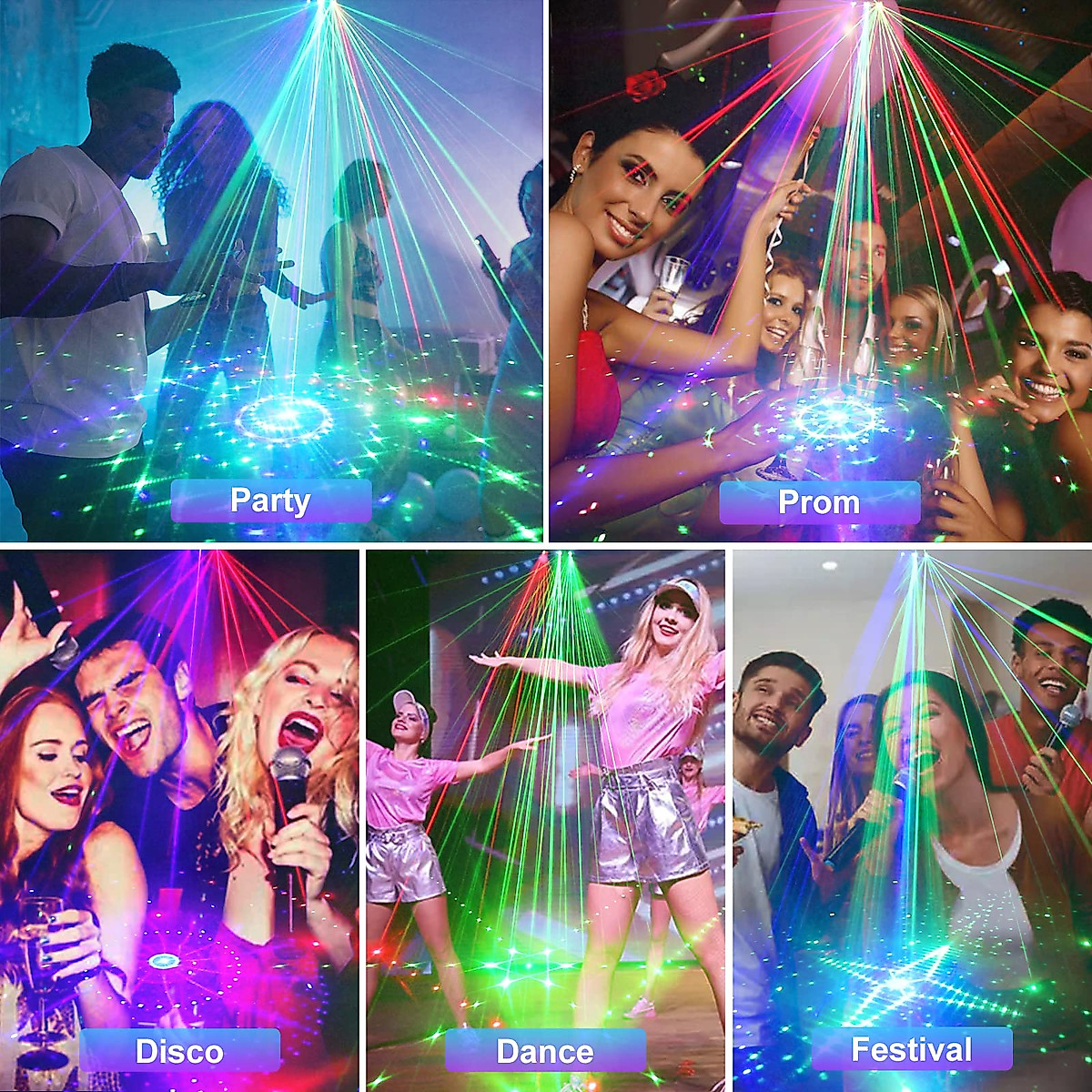 WUZSTAR DJ Party Lights,21 Lens RGB UV Disco Strobe Light Indoor Support DMX 512 Ravelight with Remote Control for Home Parties Karaoke Birthday Wedding Bar