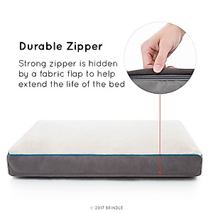 BRINDLE Stone Shredded Memory Foam Pet Bed - Pet Essentials - Orthopedic Design - Pet Crate Compatible - Machine Washable Cover - Indoor Pet Bed for Dogs, Puppies, Cats, and Rabbits - Size Medium