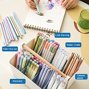 Vidifor 2 pcs Large Portable Caddy Tote with Handle, DIY Divided Basket, Desk and Dorm Caddy for Art Supplies, Makeup, Office Storage Supplies (Pink/Blue Dividers)