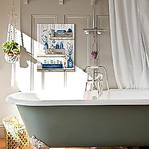 Bathroom Decor Canvas Wall Art Rustic Bathroom Sign Please Seat Yourself Print Paintings Navy Blue Bathroom Pictures Modern Home Artwork Decor For Bathroom Framed Ready To Hang 12x16 Inch