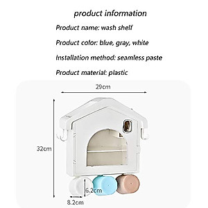 House-Style Toothbrush Holder, Punch-Free Multifunctional mouthwash Cup Holder, Wall-Mounted Set Brushing Cup, Moisture-Proof and Waterproof Shelf, Blue, Gray, White