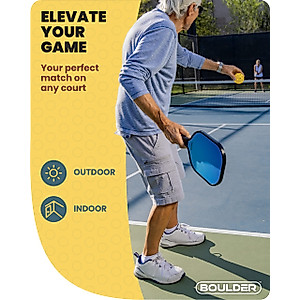 Boulder Pickleball Paddles - Carbon Fiber Paddle Set of 2 Racquets and 4 Balls - Complete Pickleball Set for Beginners and Experts