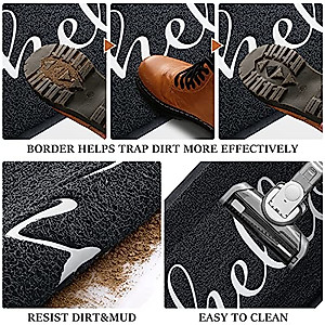 BeneathYourFeet Door Mat 2-Pack Indoor Outdoor Doormat Multiple-use Welcome Mats for Front Door Easy to Clean Garage Floor Mat Durable Wear-Resistant Rugs for Outside Entry(30"x17.5",Black)