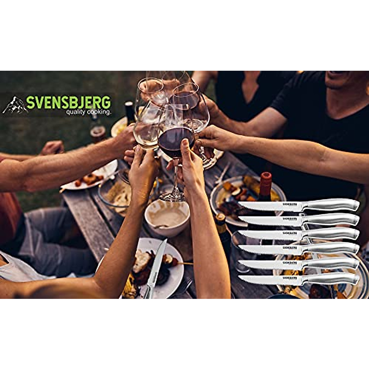 Svensbjerg Steak Knife Set, Serrated Steak Knives, Dinner Knives, Knife Set with Covers, Stainless Steel | SB-SK101