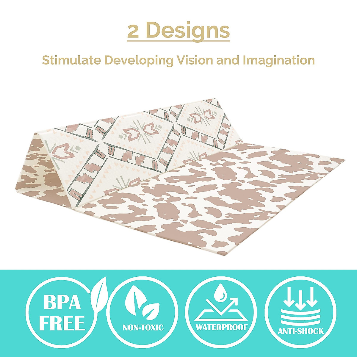 JumpOff Jo Baby Play Mat - Large Folding Foam Play Mat for Infants, Babies, Toddlers, Waterproof, Double-sided (70" x 59") - Westbound