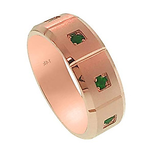 TOUSIATTAR Diamond Wedding Band - 14K Yellow or Rose Gold Rings -Delicate Diamonds Anniversary Rigs Jewelry Gift for Men and Women (Rose, 6)