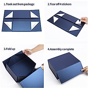 Giftgarden 4 Pack 12”x8”x4” Blue Gift Boxes with Magnetic Lids, Large Collapsible Gift Wrap Box Magnet Clourse for Presents, Mothers Day, Birthday, Wedding, Bridesmaid Groomsman Proposal Box