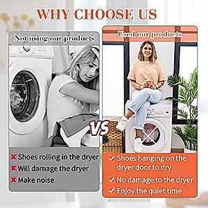 Shoe Dryer Bag - Upgrade Sneaker Shoes Laundry Dry Bag with 33~43in Elastic Strap Adjuster, Sneaker Washing Mesh Net for Most Dryers Door - 15.7in Large 2pcs