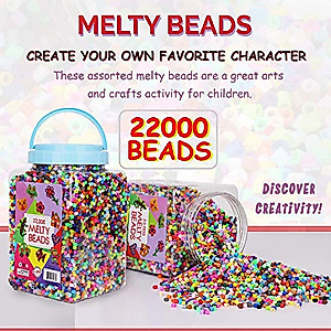 Playkidz Fuse Beads, Bulk Assorted Multicolor Melty Beads for Kids Crafts, Big Bucket of 22000 pcs