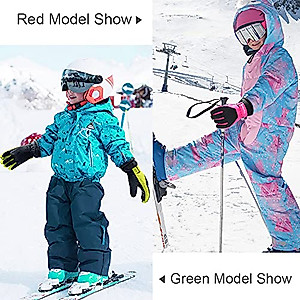 ThxToms Kids Winter Gloves Waterproof Ski Snow Gloves for Boys & Girls Cold Weather Outdoor Sports Snowboard Bicycle for 4-14 Years Old