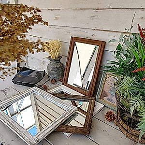 AAZZKANG Wood Mirror with Frame Rustic Wall Mirror Rectangle Decorative Farmhouse Bedroom Bathroom Hanging Mirror Home Wall Decor