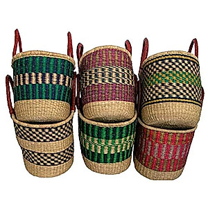 Medium Ghana Bolga Basket | Picnic- Magazines| Oval Shopping Bags Meduim: 15-17" Across - Colors Vary)