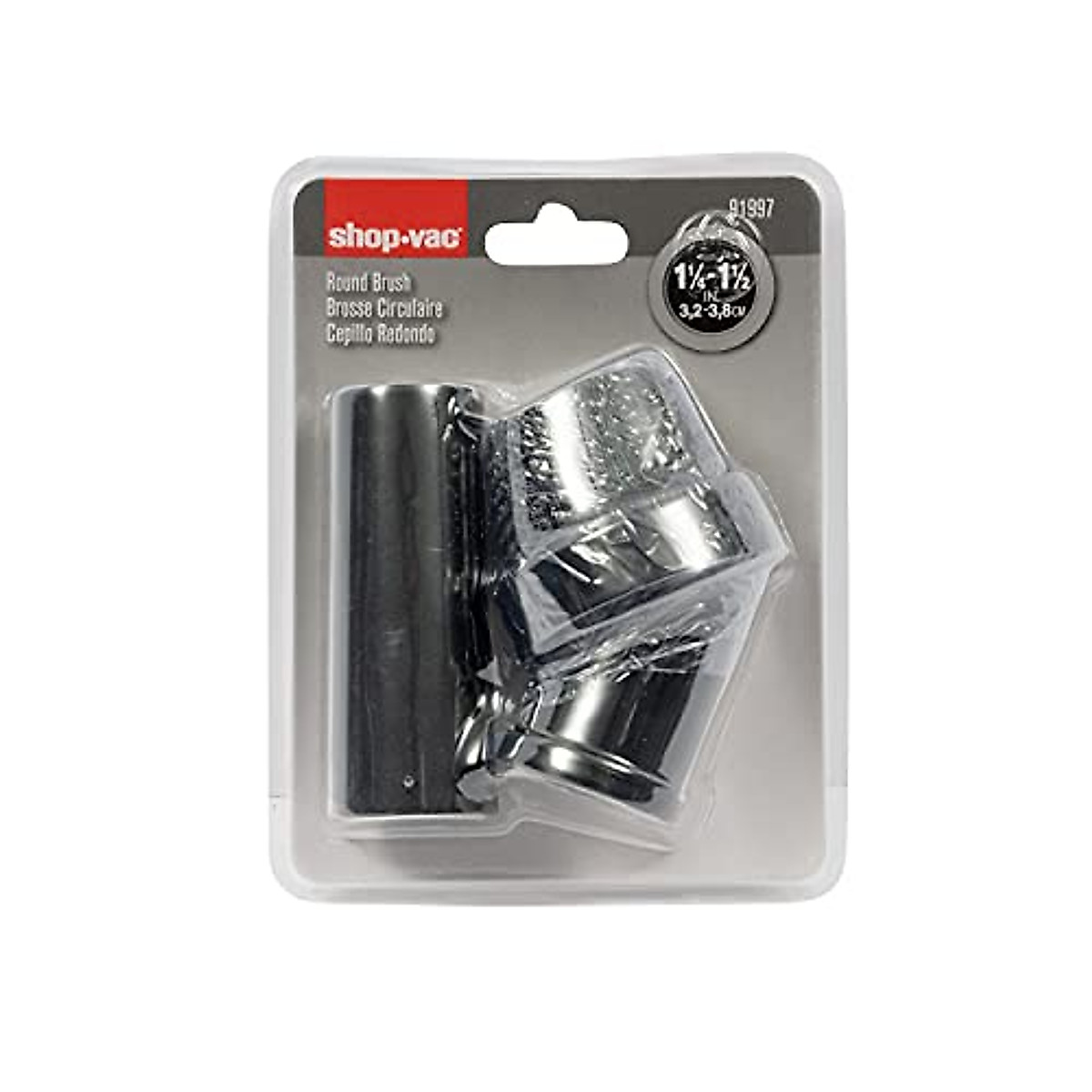 Shop-Vac 9199700 Round Brush Nozzle w/Adaptor, Plastic Construction, Black in Color, Fits 1-1/4 Inch and 1-1/2 inch Diameters, (1-Set)