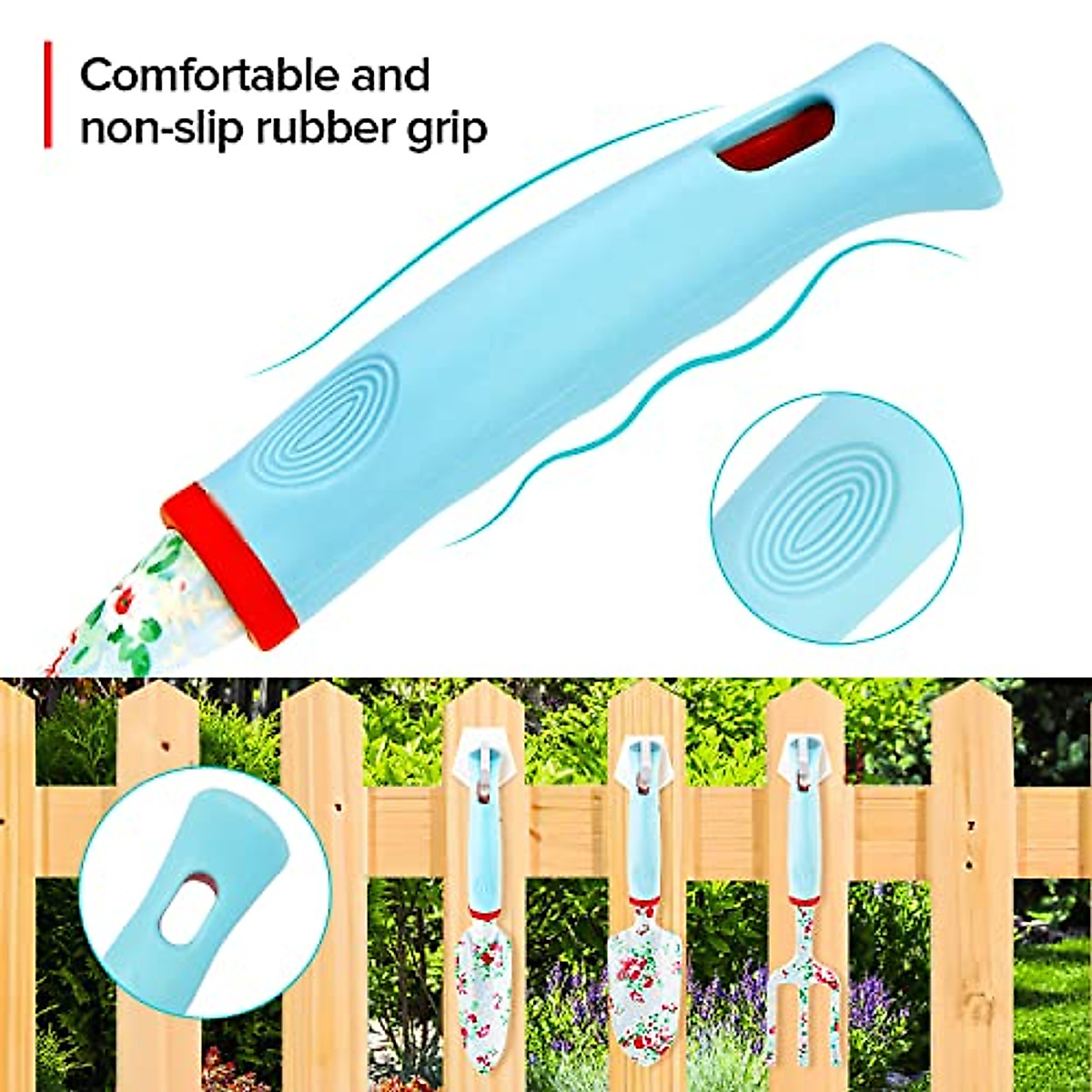 Gardening Tools Set WANCHI 11 Piece Heavy Duty Floral Garden Tool Set Gardening Gifts for Women Men Birthday Rust-Proof Aluminum Gardening Hand Tools Gardening Kit with Storage Tote Bag Organizer.