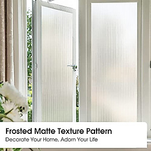 Coavas Privacy Film - Fluted/Reeded Glass, Non-Adhesive Sun/Heat/UV Blocking (29.5 x 118 inches)