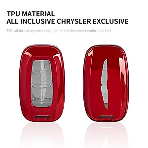 SK CUSTOM Smart Key Fob Case Red TPU Protective Cover Compatible with Chrysler Pacifica 3 5 6 7 Button Keyless Entry Remote