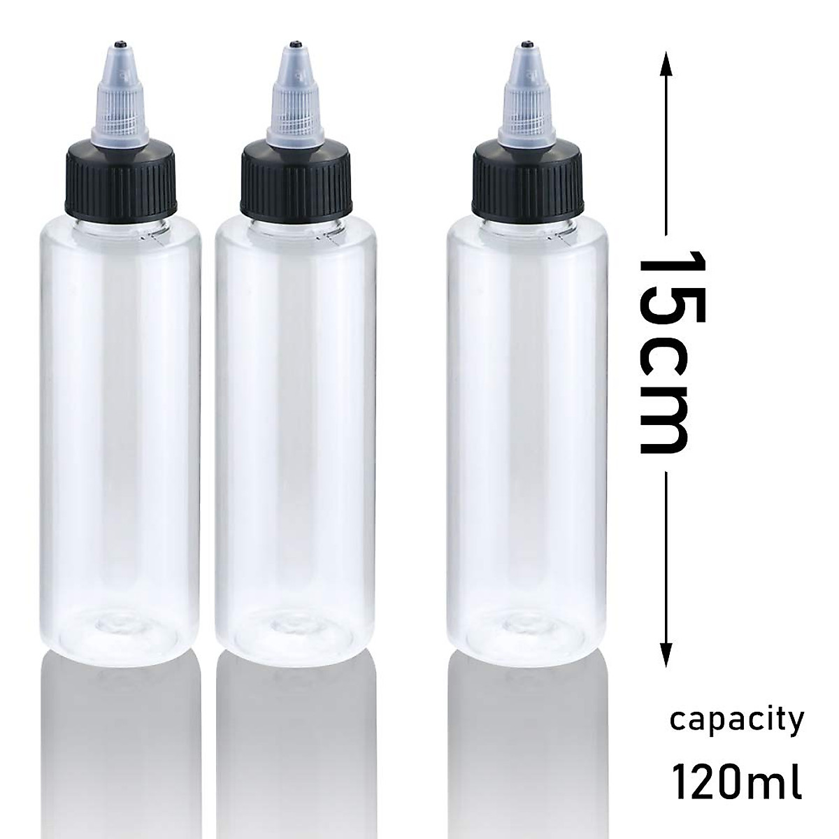 Twdrer 16 Pack Clear Dispensing Bottles with Twist Top Cap,Small Boston Round LDPE Plastic Squeeze Bottles(4oz/120ml)
