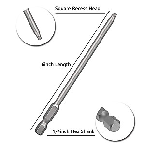[50 Pack] 2-1/2" #10 Wood Screws, Coarse Thread Number 10 Zinc Coated Pocket Hole Screws + 1 Piece S2 Steel 1/4" Shank, 6" Length Square Recess Head Screwdriver/Power Bit (50 Count)