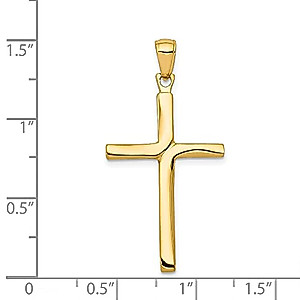 14k Yellow Gold Finish Accent Stick Cross Religious Pendant Charm Necklace Latin Fine Jewelry For Women Gifts For Her