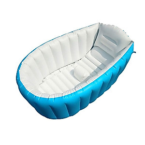 Inflatable Baby Bathtub, Kid Infant Toddler Infant Newborn Inflatable Foldable Shower Pool (Blue)