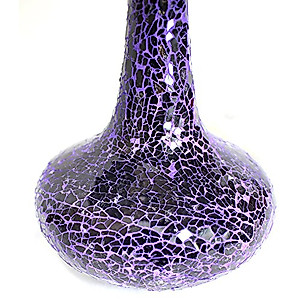 Simple Designs LT3039-PRP 14.17” Contemporary Mosaic Tiled Glass Genie Standard Table Lamp with Matching Fabric Shade for Home Décor, Bedroom, Living Room, Foyer, Office, Purple