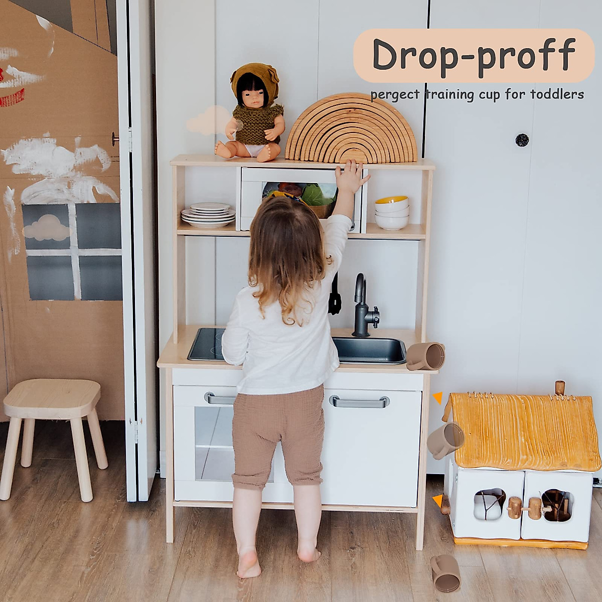 DONGMEI Silicone Straw Cup, silicone sippy cups for baby, 100% Soft Silicone Straw Trainer Cup For Infant, silicone sippy cup baby, 5 Oz (Pink & Armygreen 2 Pieces)