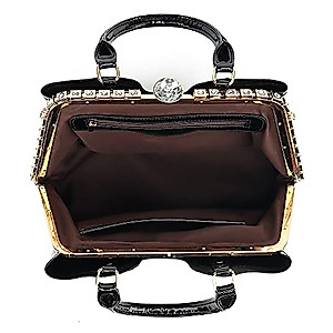 Style Strategy black purses patent leather Satchel handbags for women Top Handle with kiss lock Shoulder bags crossbody for women
