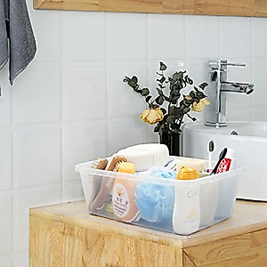 Morcte 4-Pack 14 L Plastic Storage Box, Clear Storage Bin