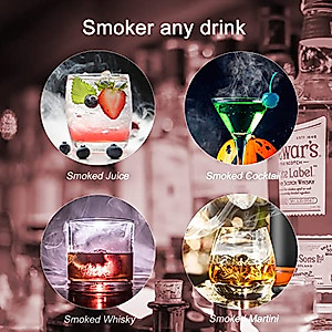 Cocktail Smoker Kit Whiskey Wine BBQ, Bar Party Flavor Drink Smoker Include Cherry Wood Chips, Filter, Tweezers, Drink Smoker Whiskey Lover, Christmas Gifts for Men/Brother/Dad/Grandpa